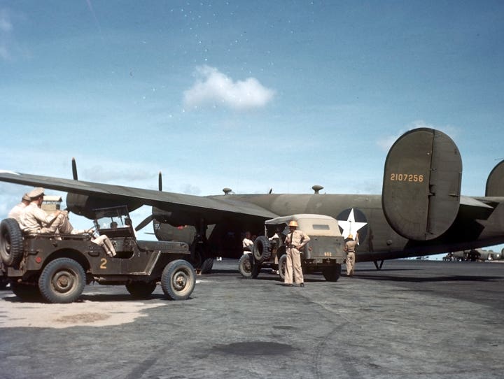 These rare WWII photos show US Army and Navy vehicles in original color