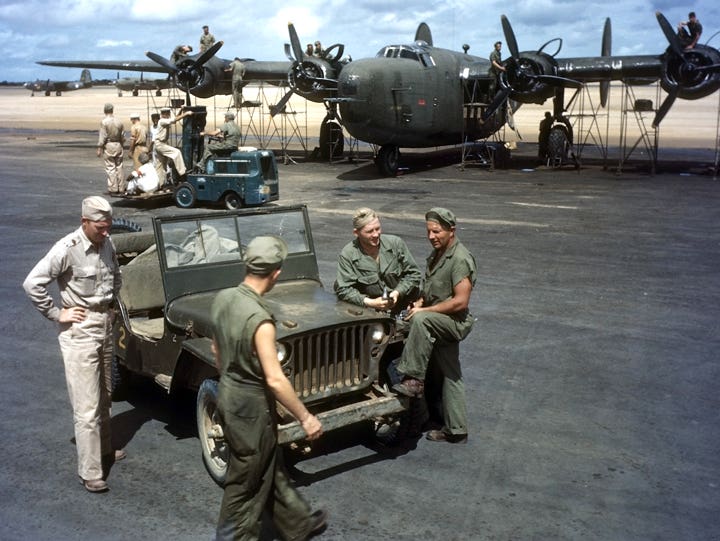 These rare WWII photos show US Army and Navy vehicles in original color